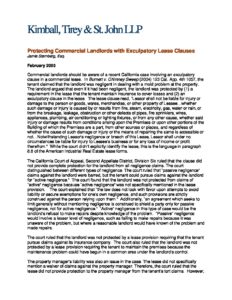 Commercial Leases - Exculpatory Clauses - Kimball Tirey & St. John LLP