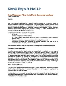 Writ of Attachment - Kimball Tirey & St. John LLP