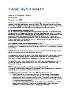 What is a Protected Class - Kimball Tirey & St. John LLP
